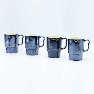 China Electroplated and decal fired mug with 570ml capacity for souvenir shops for sale