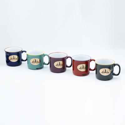 China Special design two-tone coffee mug with decal fired 480ml capacity for souvenir wholesale for sale