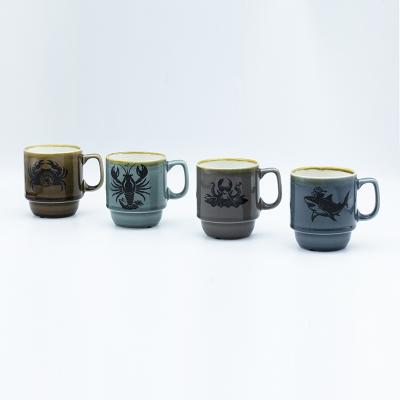 China 350ml Souvenir coffee mug with decal fired special design for underwater world enthusiast for sale