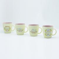 China Two tone color jumbo mug with glossy pink inside, glossy ivory outside and decal paper fired for sale