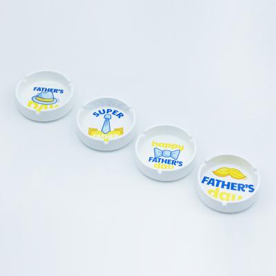 China Fathers Day ashtray with decal fired Dia 10*8.9cm 3.3cmH commemorative for souvenir wholesale shop for sale