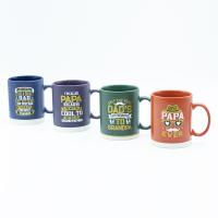 China Fathers Day black dotted matte glaze mug with glitter decal and bare bottom for sale