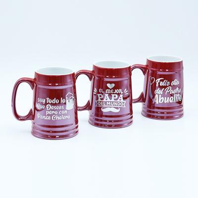 China Lightning electroplating ceramic tankard with laser silver foil decal firing for sale