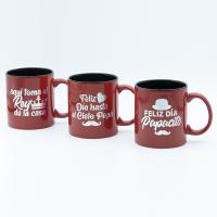 China 13 Oz Jumbo mug black inside red outside with silver laser foil decal firing special for Fathers Day for sale