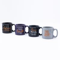 China Souvenir Coffee Mug Unique Sandblasting And Rain Drop Glaze Design 300ml Capacity For Gift Stores for sale
