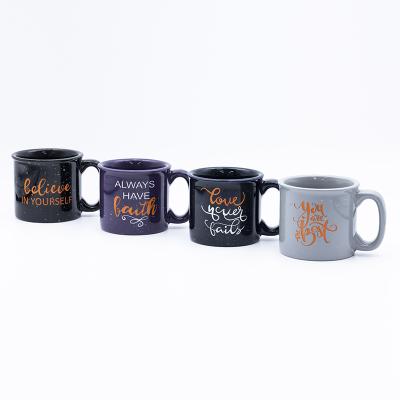 China Souvenir Coffee Mug Unique Sandblasting And Rain Drop Glaze Design 300ml Capacity For Gift Stores for sale