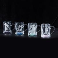 China Glass Custom Logo Mugs  With Glitter Powder And Color Spraying Dia 7.8*8.5cm 12cmh 380ml For Gift Shoppers for sale