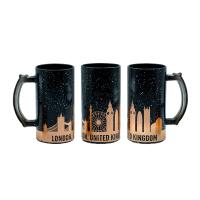 China 480ml Capacity electroplated finish laser decal fired souvenir coffee mug for souvenir shop for sale