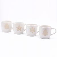 China Ceramic 400ml Personalized Christmas Cups Factory With Star Glaze And Decal Fired For Festival Gift Giving for sale