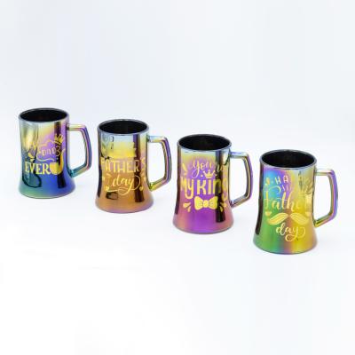 China Father's Day beer cup With Gradient Electroplating and decal fired for sale