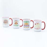 China Decal Fired Thanksgiving Mug With Color Rim For Festival Gift Enthusiasts for sale