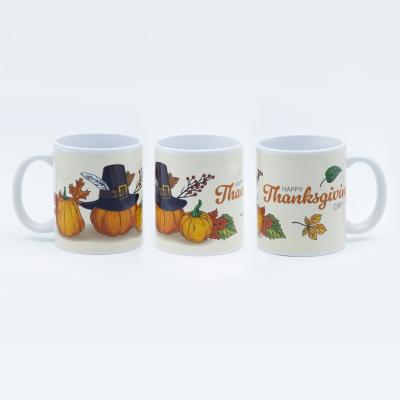 China Decal Fired Ceramic Thanksgiving Mug for Festival Gift Enthusiasts with Custom Designs for sale