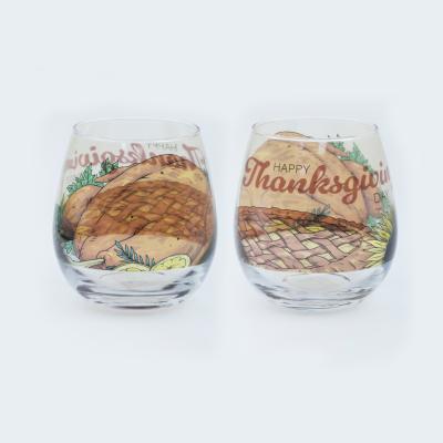 China Glass Material Thanksgiving Mug with Decal Fired Customizable Design for sale