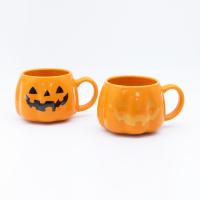 China Ceramic Halloween Coffee Mug with Pumpkin Design and Customizable Patterns for Gift Stores for sale