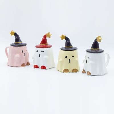 China Ceramic Halloween Coffee Mug with Lid - Customizable Halloween Mug for Gift Stores for sale
