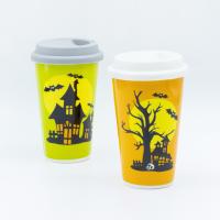 China Ceramic Halloween Coffee Mug with Lid Included and Customizable Designs for Gift Stores for sale