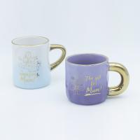 China Decal Fired Ceramic Mug with Gold Handle for Mother's Day Celebration for sale