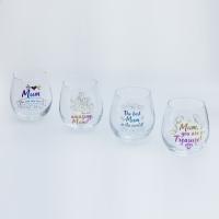 China Premium Glass Wine Glass Custom Mother's Day Cup with Decal Fired and Custom Designs for sale