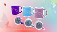 China Custom Ceramic Souvenir Mug with Rubber Paint and Laser Engraving Butterfly for Tourism & Gift Markets for sale