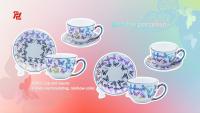 China Custom Ceramic Souvenir Mug with Rubber Paint and Laser Engraving Butterfly for Tourism & Gift Markets for sale