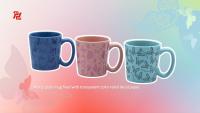 China Custom Ceramic Souvenir Mug with Rubber Paint and Laser Engraving Butterfly for Tourism & Gift Markets for sale