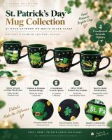 China Unique St Patrick'S Day Coffee Cups Factory Sparkle Powder Decal Fired 490ml For Cultural Enthusiast for sale