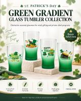 China St. Patrick’s Day Green Gradient Glass Tumbler Collection for sale