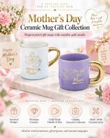 China High Temperature Decal Fired Ceramic Mug with Gold Handle for Mother's Day Celebration for sale