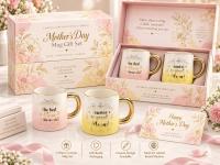 China High Temperature Decal Fired Ceramic Mug with Gold Handle for Mother's Day Celebration for sale
