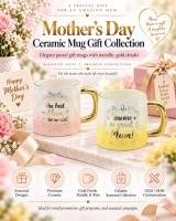 China High Temperature Decal Fired Ceramic Mug with Gold Handle for Mother's Day Celebration for sale
