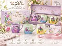 China Custom Floral Mother’s Day Ceramic Mugs with Gradient Color glaze and pearl electroplating for sale