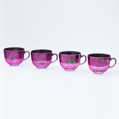 China Magenta Electroplated Mother's Day Glass Mug Collection for sale
