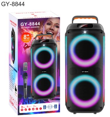 China Double 8-inch Top-of-the-Line Portable Party Speaker with LED Lighting and Bluetooth Connectivity for Uninterrupted Party Entertainment for sale