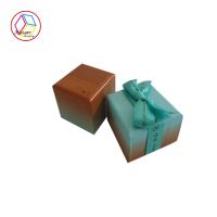China Small Cardboard Jewelry Gift Boxes With Bowknot Gold Foil Stamping for sale
