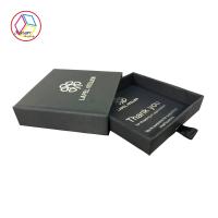 China Black Jewelry Paper Gift Box Silver Foil Stamping Textured Surface for sale