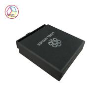 China Black Jewelry Paper Gift Box Silver Foil Stamping Textured Surface for sale