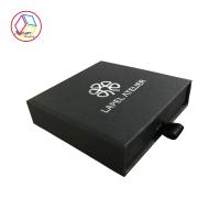China Black Jewelry Paper Gift Box Silver Foil Stamping Textured Surface for sale