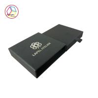 China Black Jewelry Paper Gift Box Silver Foil Stamping Textured Surface for sale