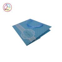 China Personalised Shopping Bags Blue Color Coated Paper Twisted Handle for sale