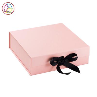 China Luxury Fancy Paper Gift Box Cube Shape with Silk Ribbon Custom Size 500pcs for sale