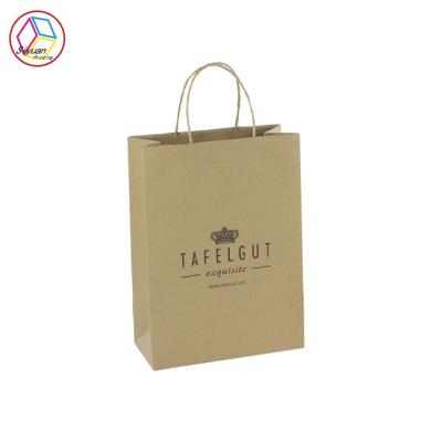 China Custom Printed Brown Paper Shopping Bags with Twisted Handle OEM 500pcs MOQ for sale