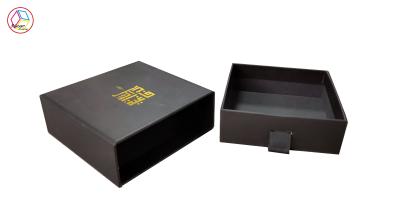 China Custom Black Cardboard Gift Box 10x10x5 cm with Gold Hot Stamping Craft for sale