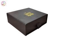 China Custom Black Cardboard Gift Box 10x10x5 cm with Gold Hot Stamping Craft for sale