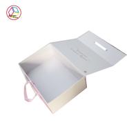 China Custom Pink Fancy Paper Gift Box with Satin Ribbon Handheld 4C Printing for sale