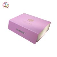 China Custom Pink Fancy Paper Gift Box with Satin Ribbon Handheld 4C Printing for sale