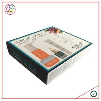 China Four Color Printing Black Cosmetic Gift Box Soft Touch Lamination for sale