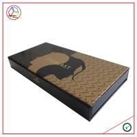 China Gold Foil Black Flip Cosmetic Packaging Box With EVA Insert for sale