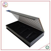 China Gold Foil Black Flip Cosmetic Packaging Box With EVA Insert for sale
