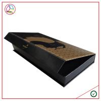 China Gold Foil Black Flip Cosmetic Packaging Box With EVA Insert for sale