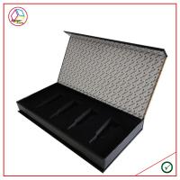China Gold Foil Black Flip Cosmetic Packaging Box With EVA Insert for sale